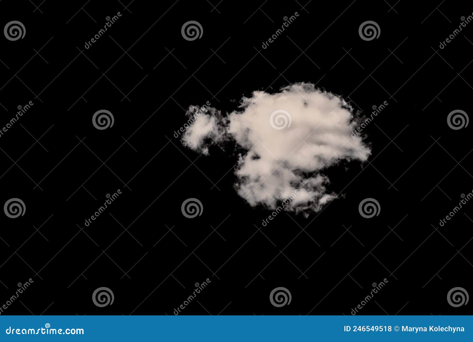 Negative White Cloud in the Sky. One White Cloud on Black Background ...