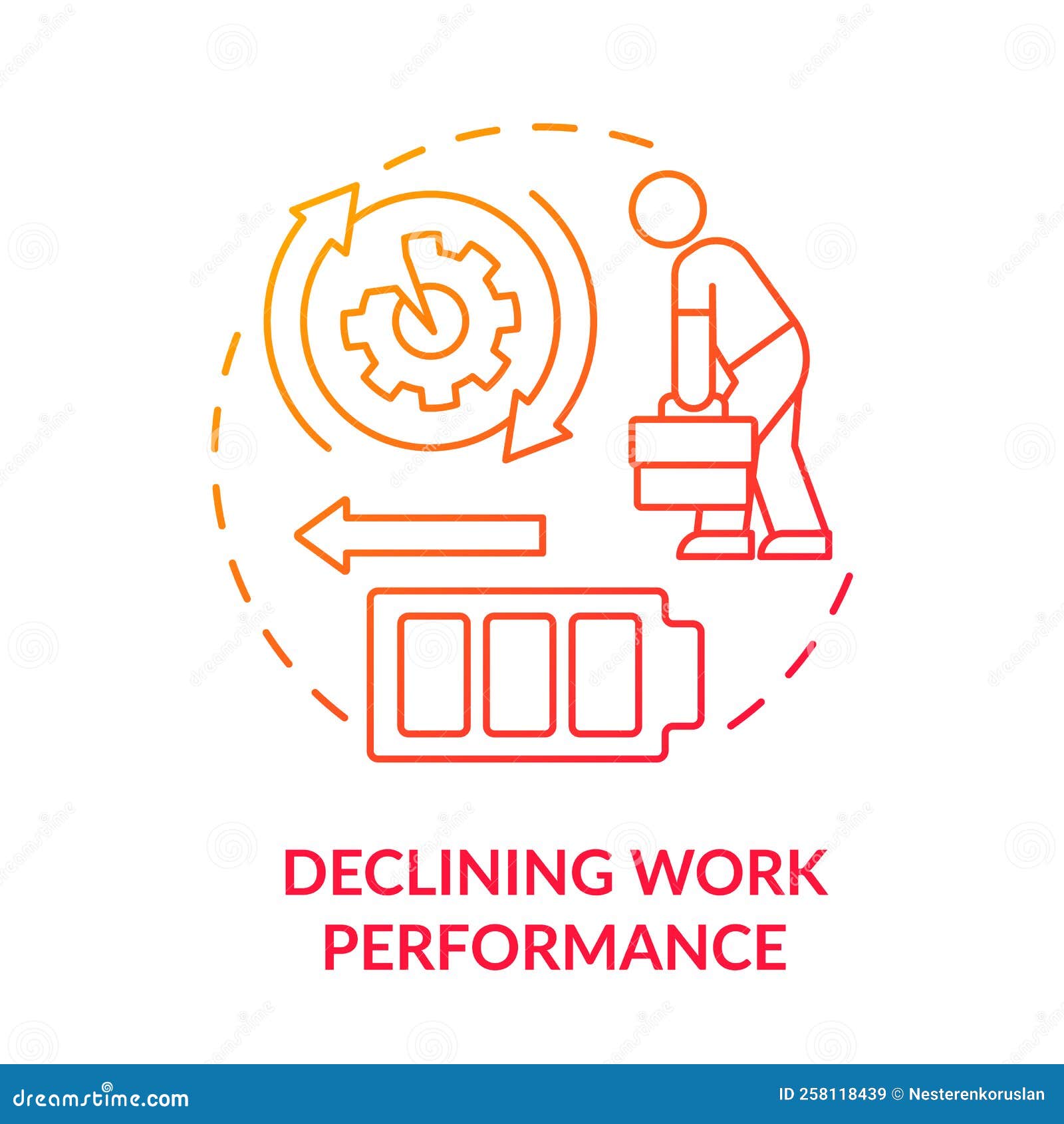 Negative Work Performance Red Gradient Concept Icon Stock Vector ...