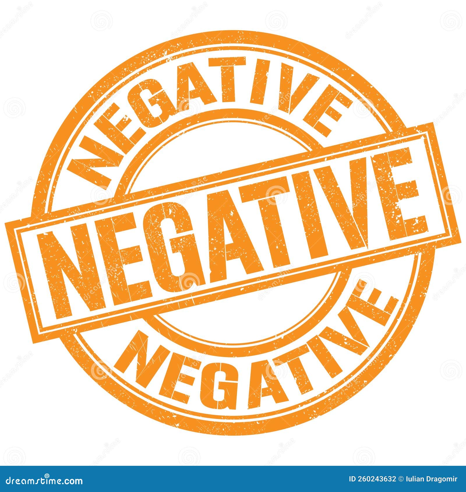 NEGATIVE Written Word on Orange Stamp Sign Stock Illustration ...