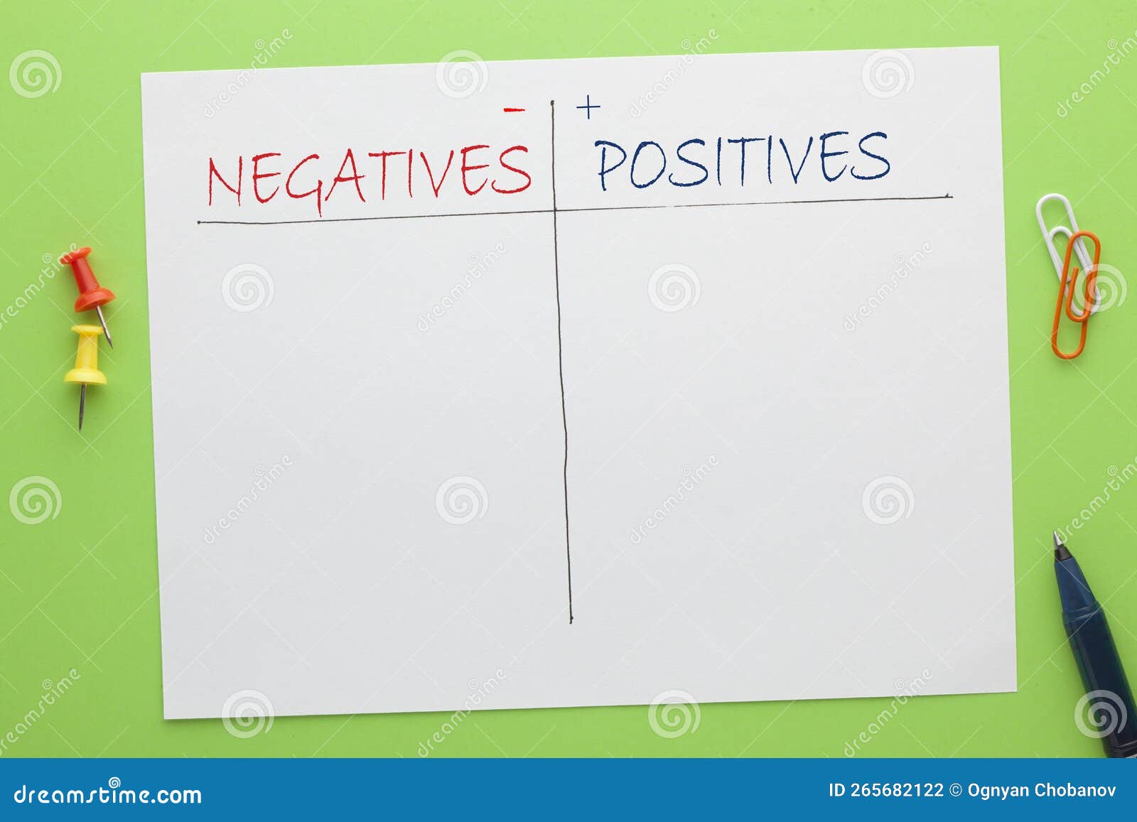 Negatives Positives Concept Stock Photo - Image of list, efficiency ...