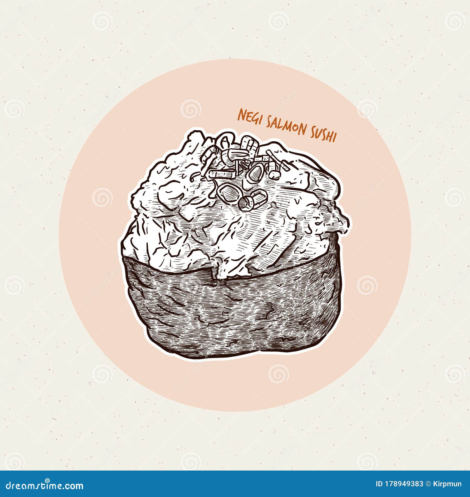 Negi Toro Tamago Shoyu Zuke Meshi Donburi, Hand Draw Sketch Vector ...