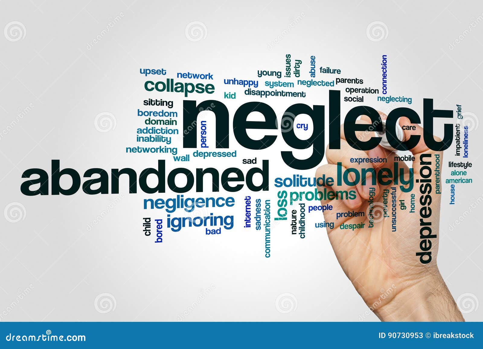 Neglect word cloud stock image. Image of childhood, american - 90730953