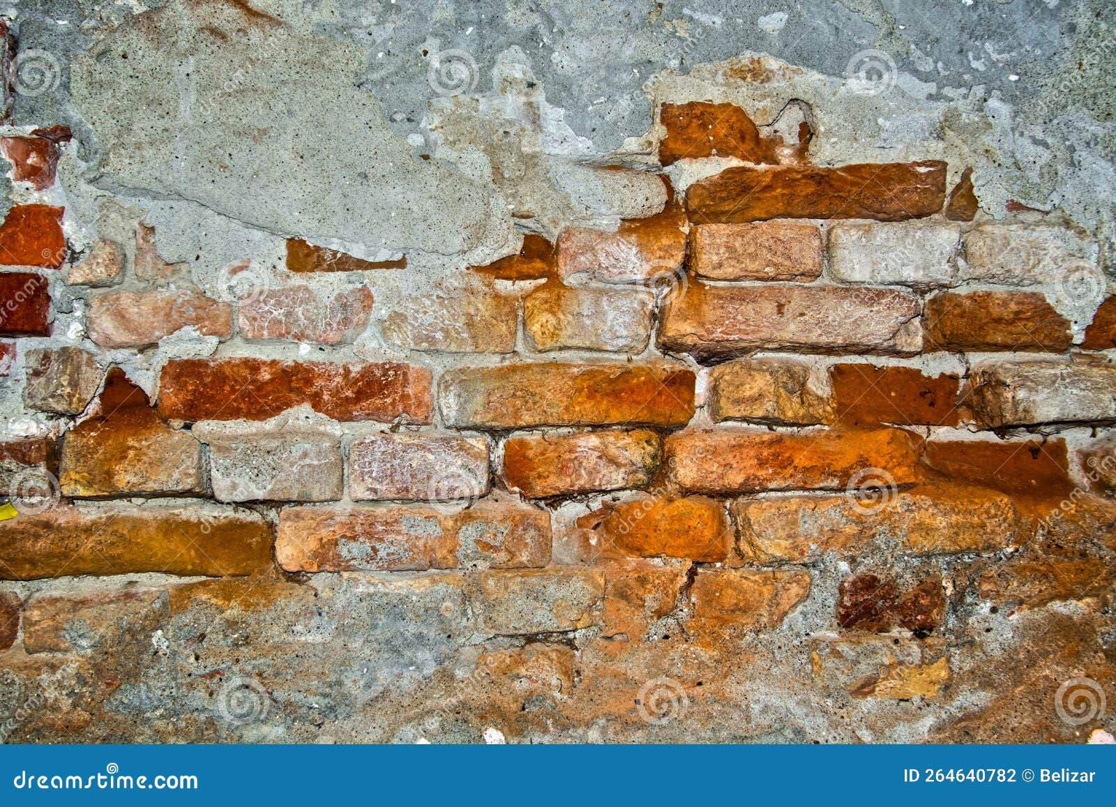 Wall of Bricks with Fallen Plaster in a City Stock Photo - Image of ...