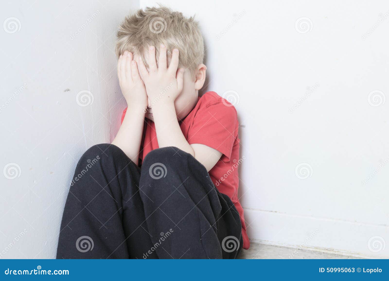 Neglected Lonely Child Leaning at the Wall Stock Image - Image of home ...
