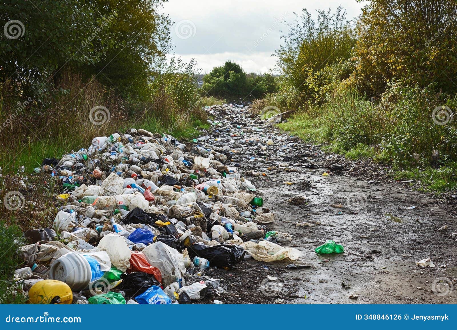 A Neglected Path Cluttered with Heaps of Plastic Waste and Trash ...