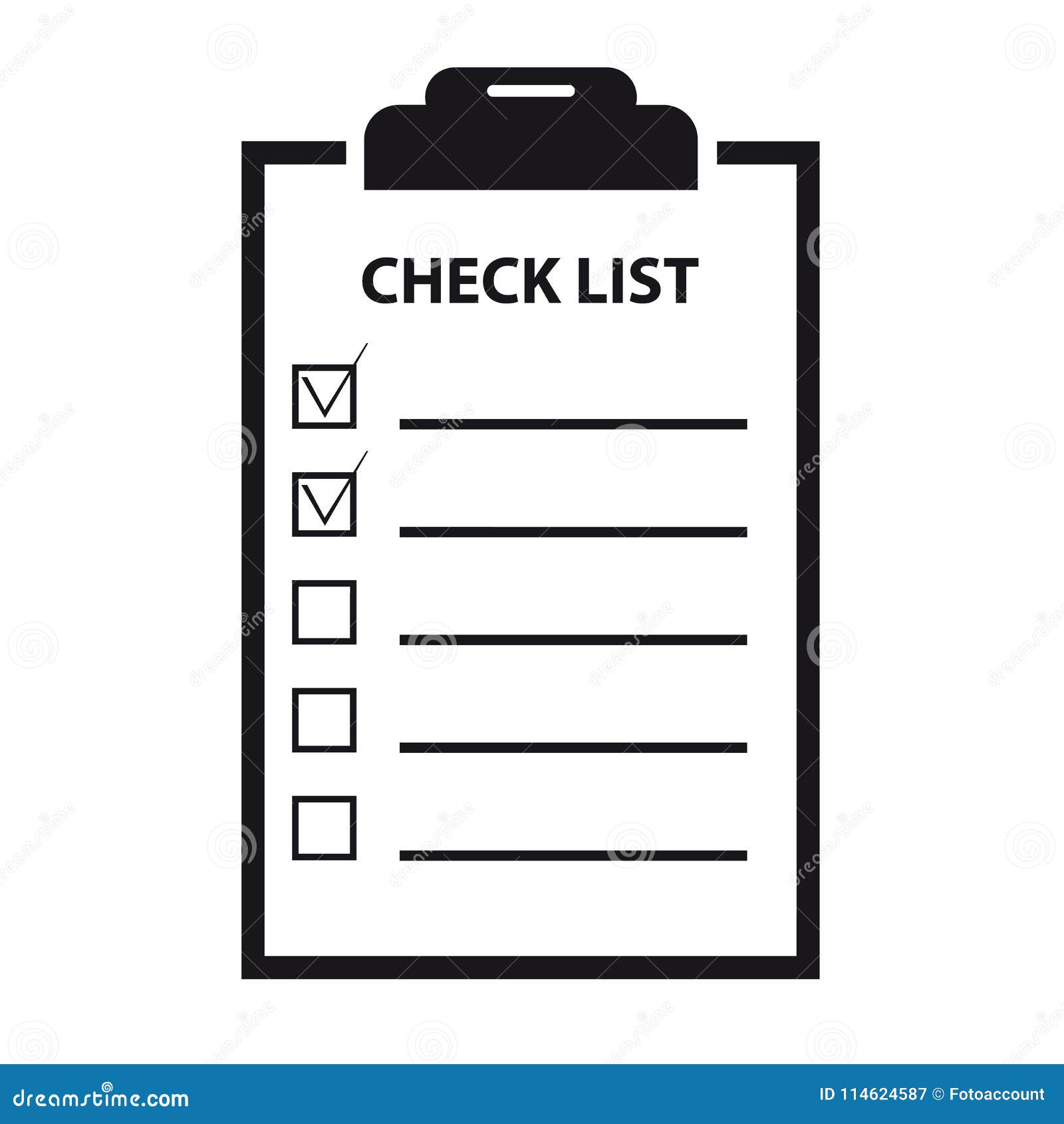 Negocio Cecklist - Ejemplo Del Vector - Aislado En Blanco Ilustración ...