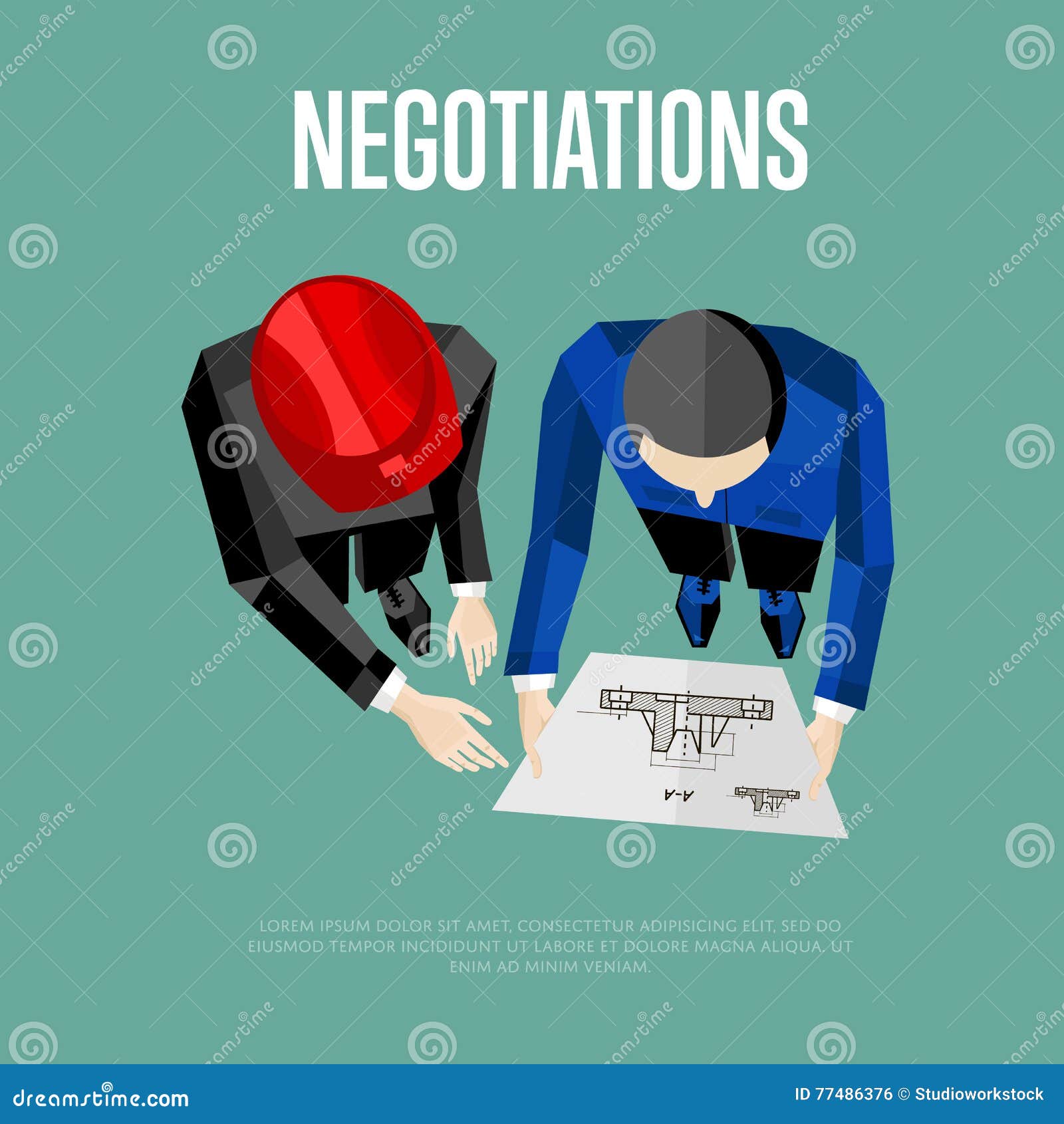 Negotiation Banner. Top View of Engineer Builders Stock Vector ...