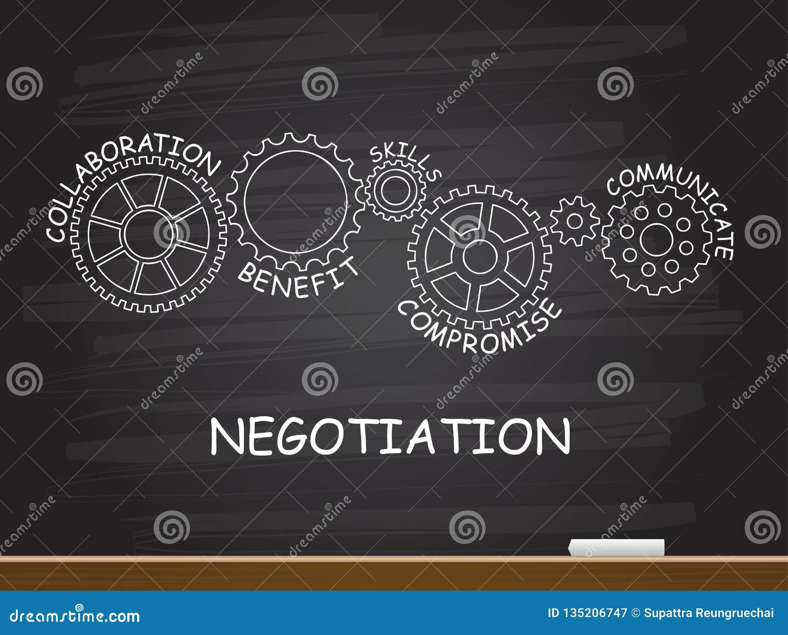 Negotiation with Gear Concept on Chalkboard. Vector Illustration Stock ...