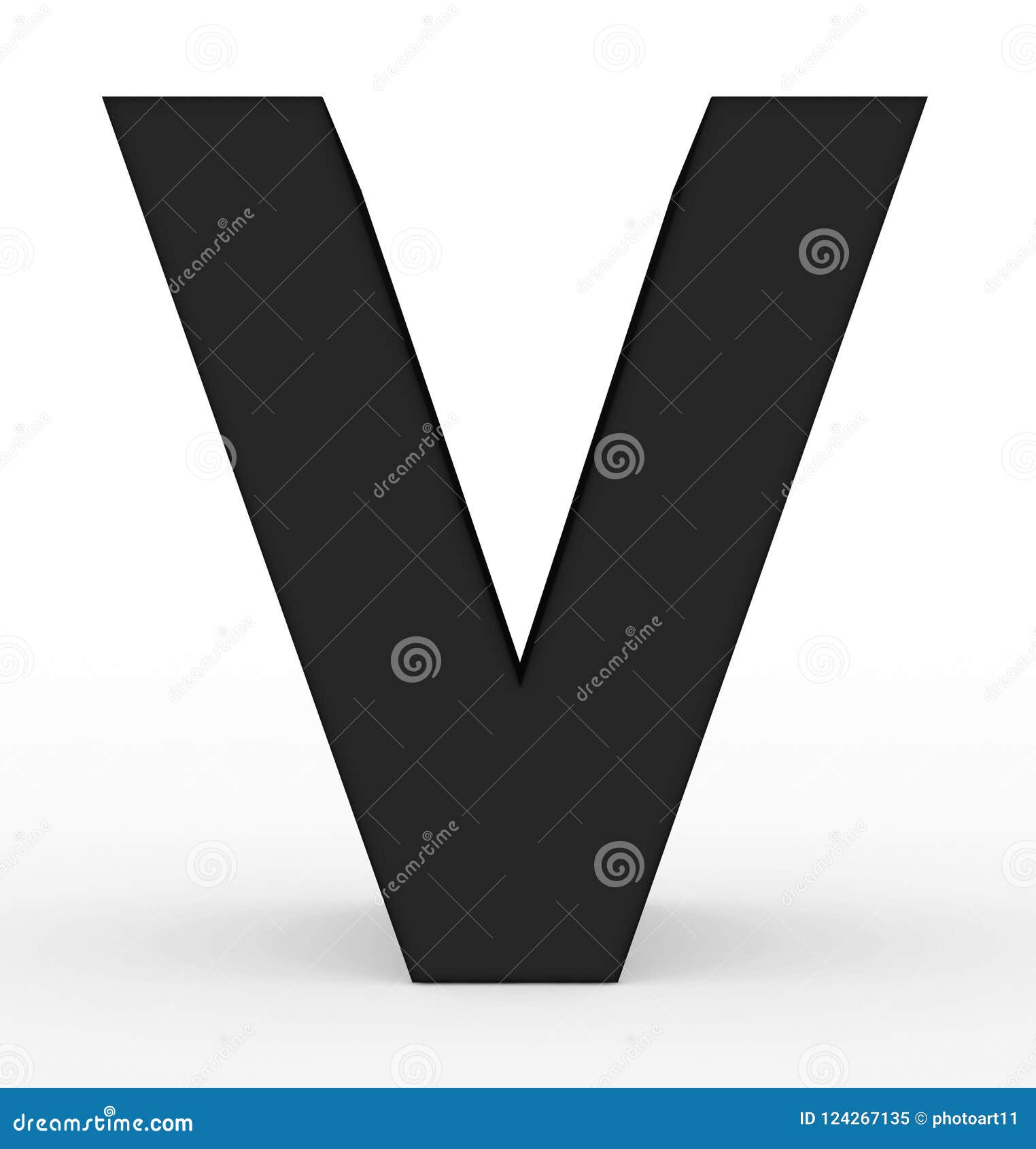 Negro 3d De La Letra V Aislado En Blanco Stock de ilustración ...