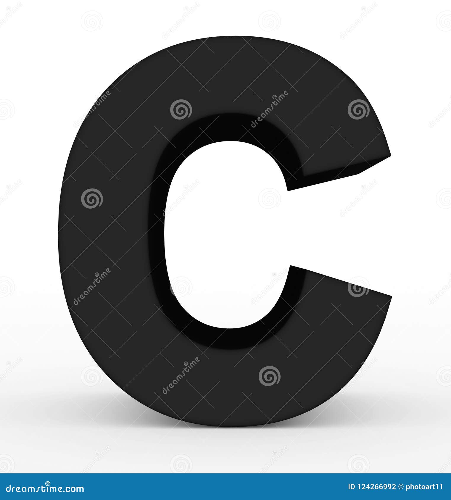 Negro De La Letra C 3d Aislado En Blanco Stock de ilustración ...