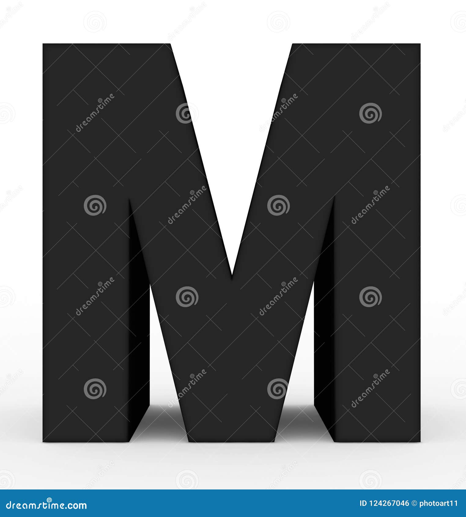 Negro De La Letra M 3d Aislado En Blanco Stock de ilustración ...