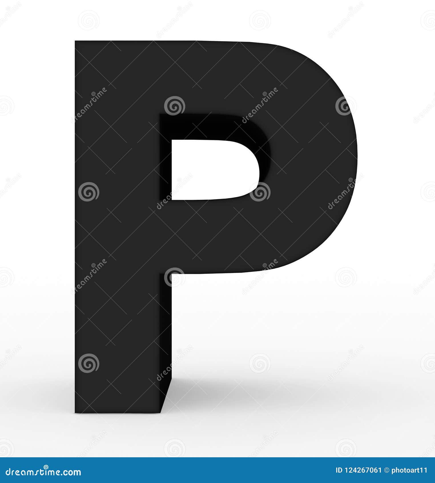 Negro De La Letra P 3d Aislado En Blanco Stock de ilustración ...