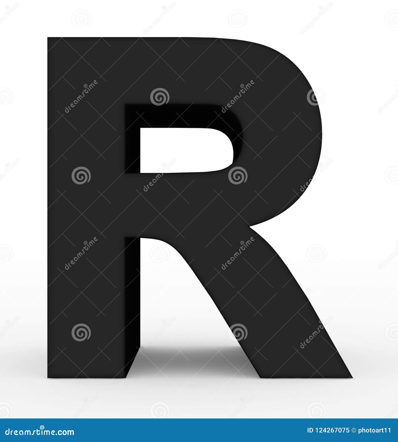 Negro De La Letra R 3d Aislado En Blanco Stock de ilustración ...