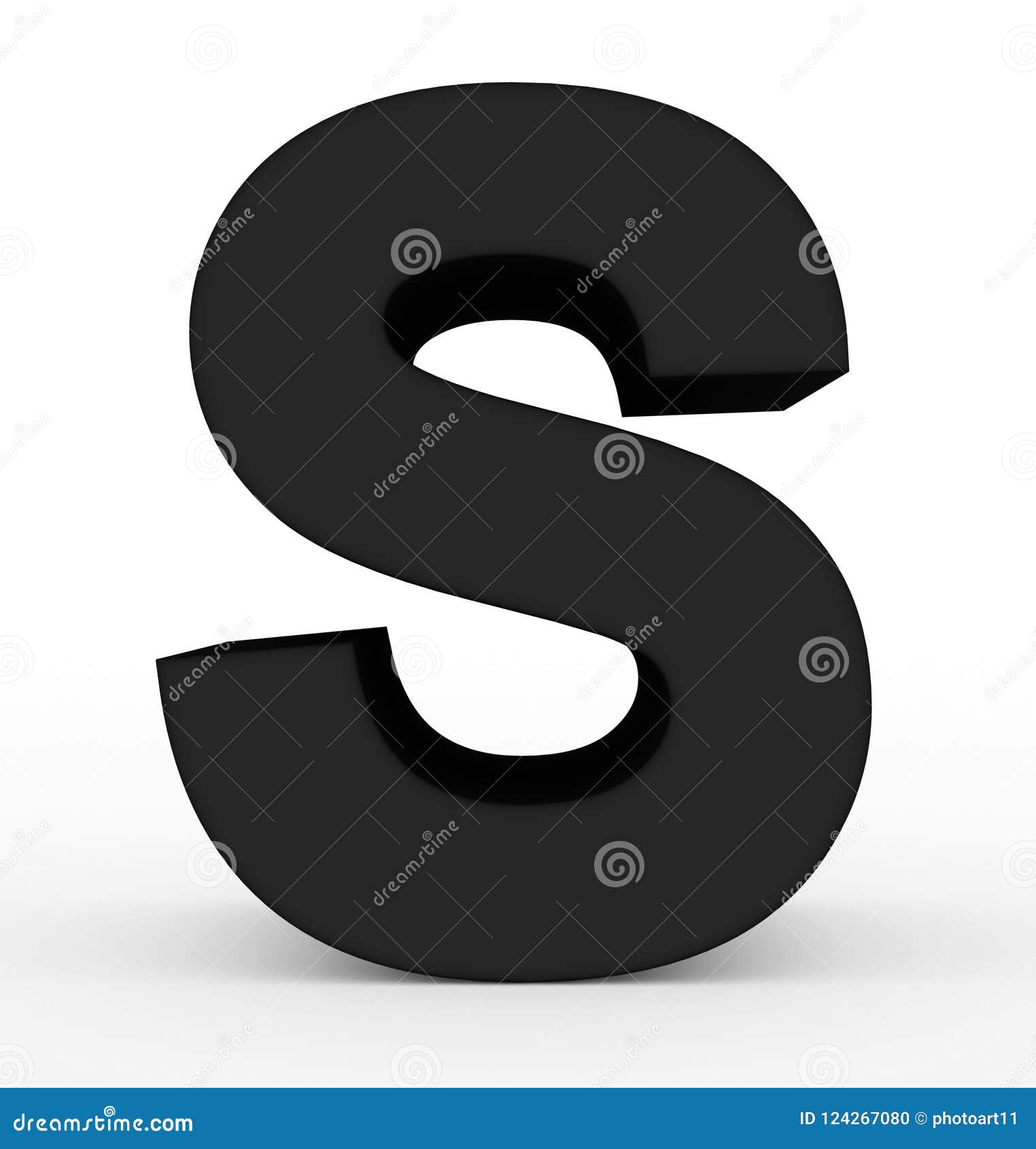 Negro De La Letra S 3d Aislado En Blanco Stock de ilustración ...