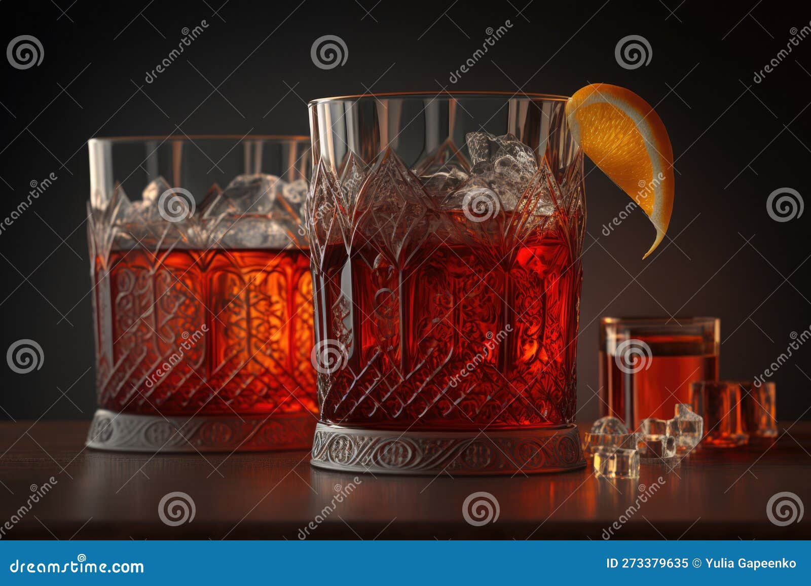 Negroni Classic. Cartoon Flat Vector Illustration. Isolated On Soft ...