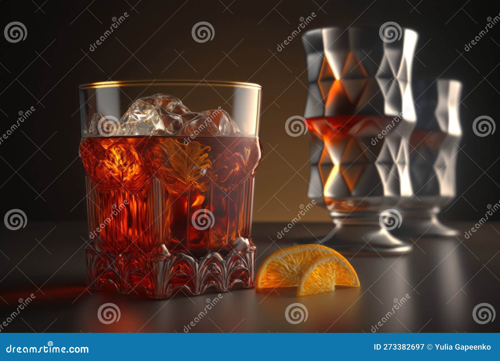 Negroni Classic. Cartoon Flat Vector Illustration. Isolated On Soft ...