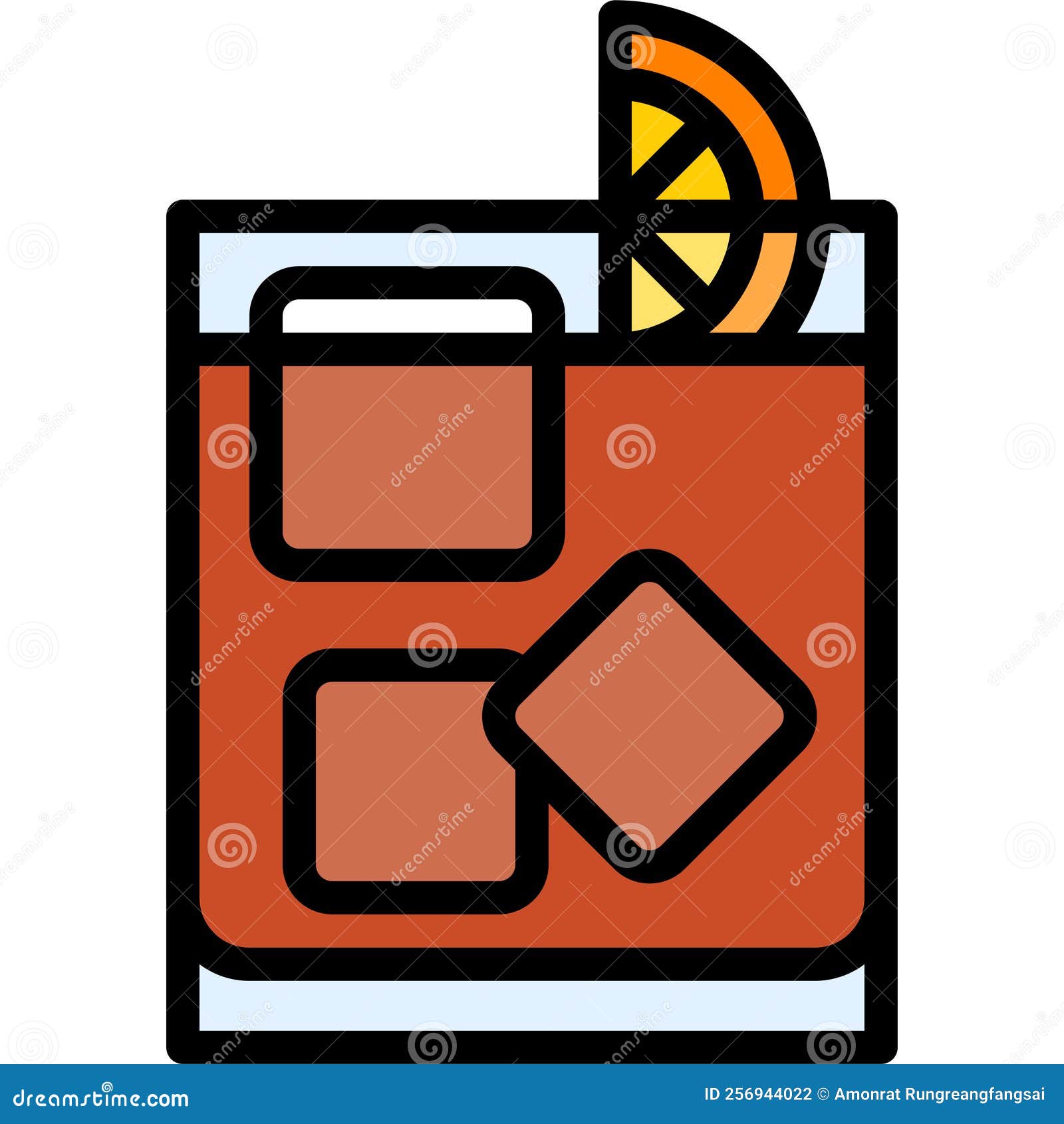 Negroni Alcoholic Cocktail Hand Drawn Illustration. Cartoon Style ...