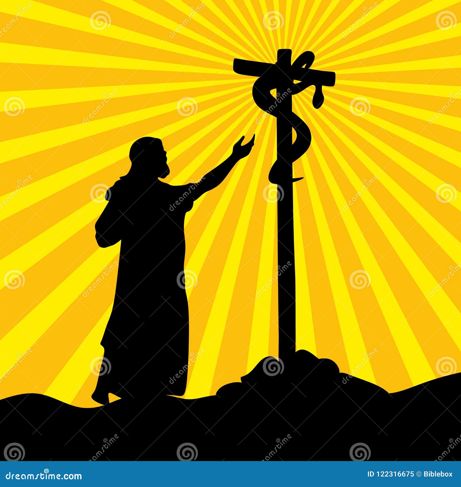 Nehushtan, a Crucifix, Moses on the Hill. Stock Vector - Illustration ...