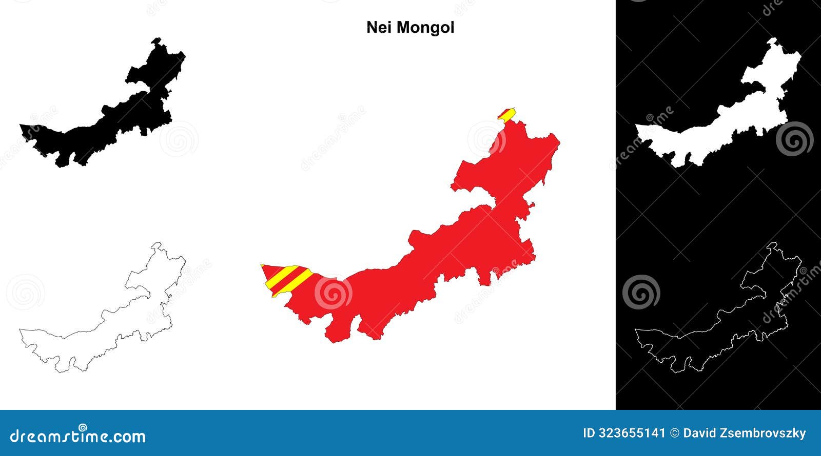 Nei Mongol outline map stock vector. Illustration of outline - 323655141