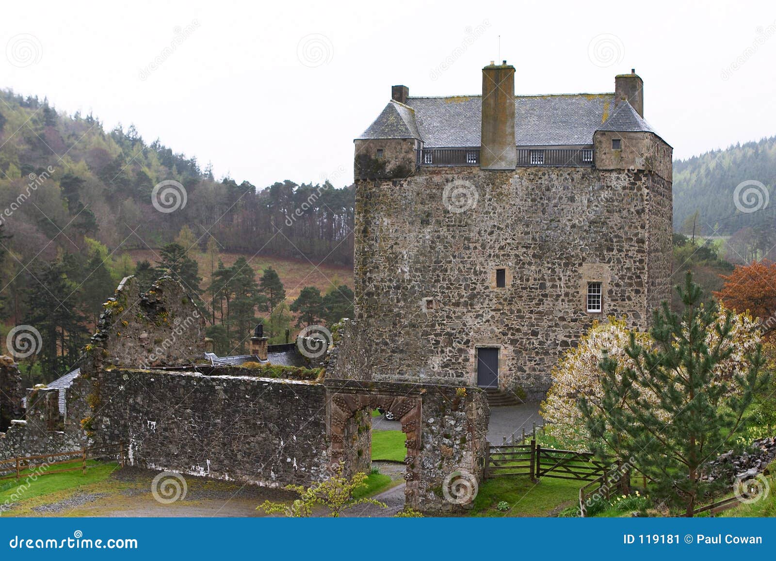 Neidpath Castle 3 stock image. Image of queen, historic - 119181