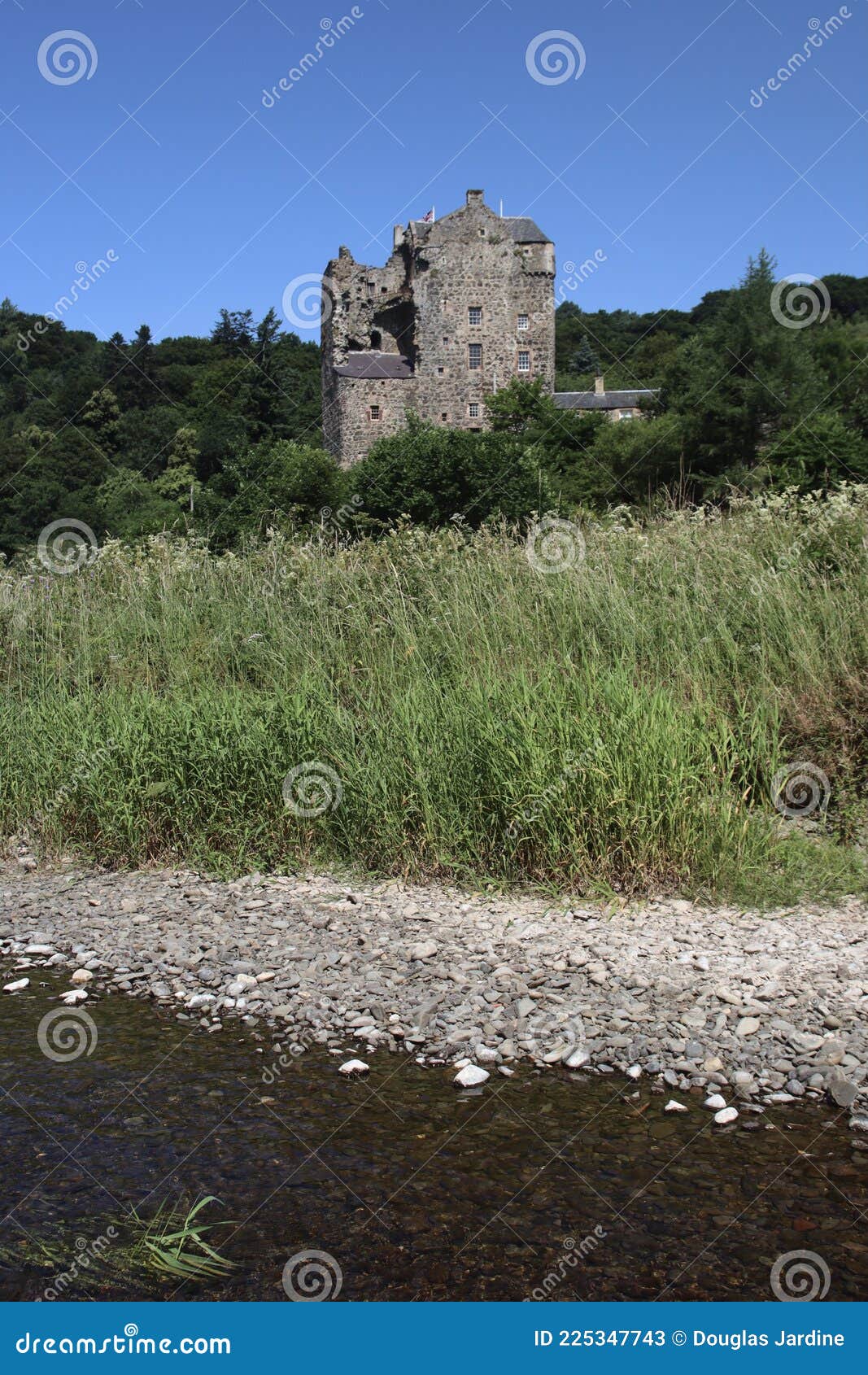 Neidpath Castle stock image. Image of river, scotland - 225347743