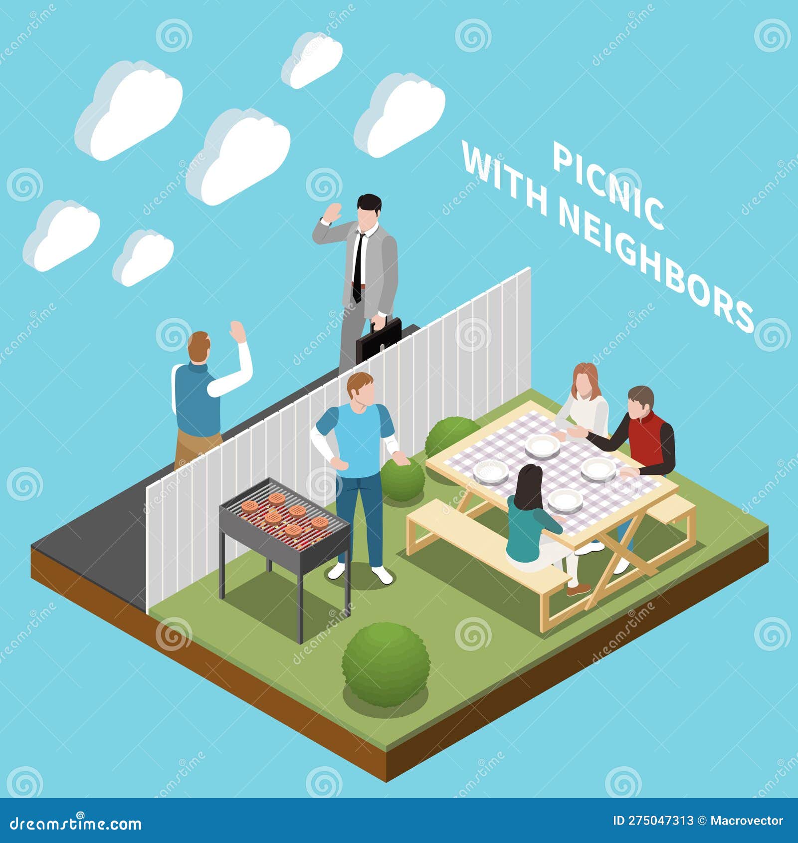 Neighbor Isometric Concept stock vector. Illustration of nature - 275047313