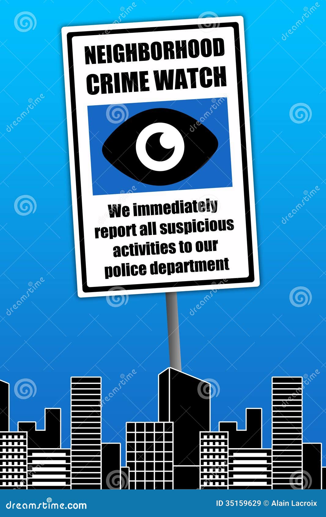 Neighborhood crime watch stock illustration. Illustration of legal ...