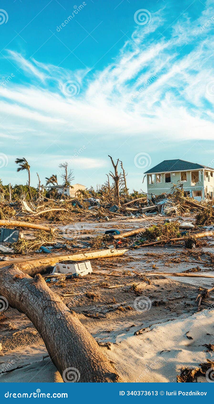 Neighborhood Destroyed by Hurricane Showing Storm Damage Aftermath ...