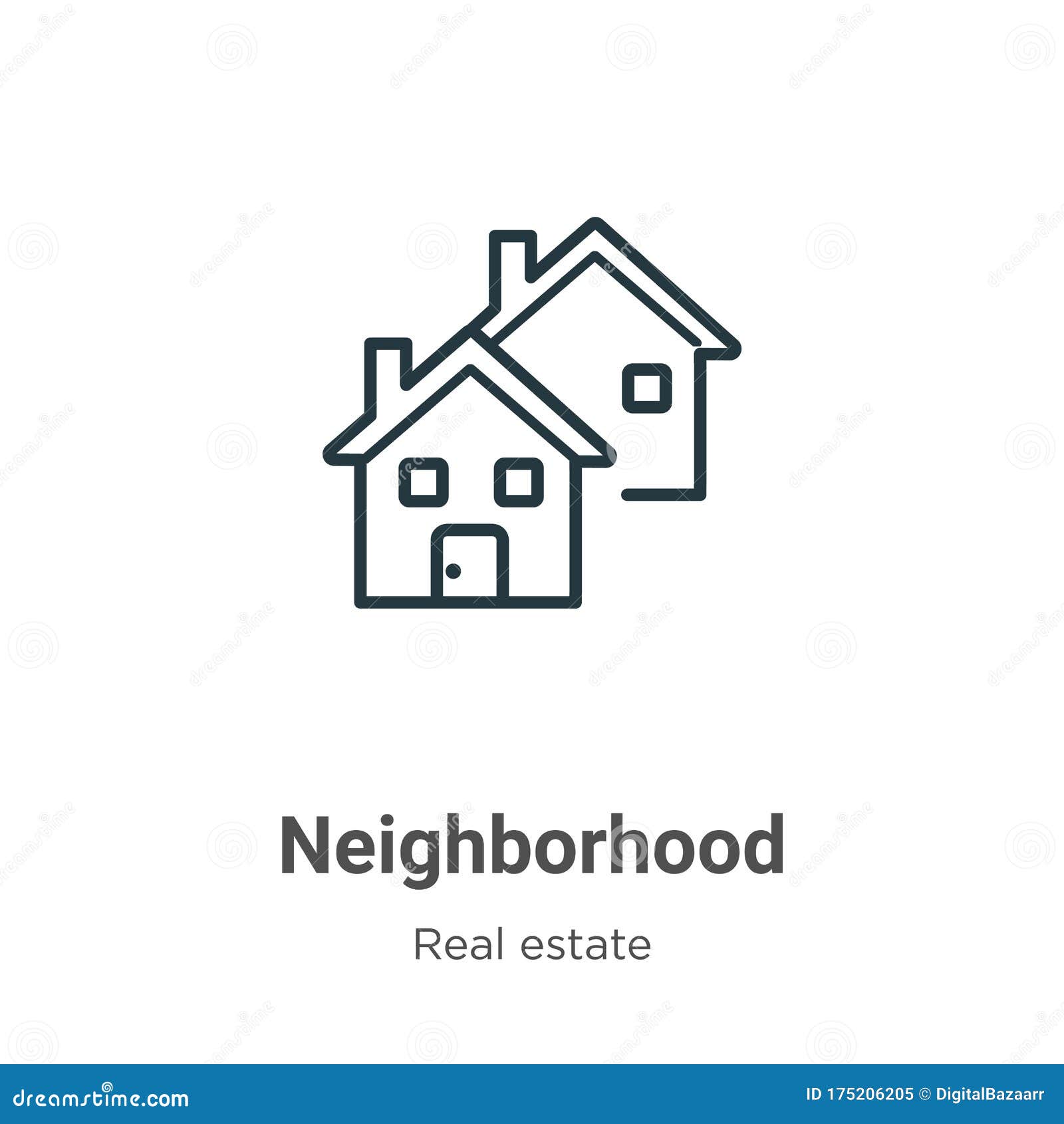 Neighborhood Outline Vector Icon Thin Line Black Neighborhood Icon