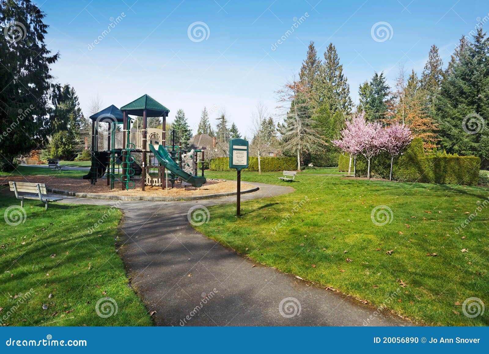 Neighborhood Park and Playground Stock Photo - Image of play, slide ...