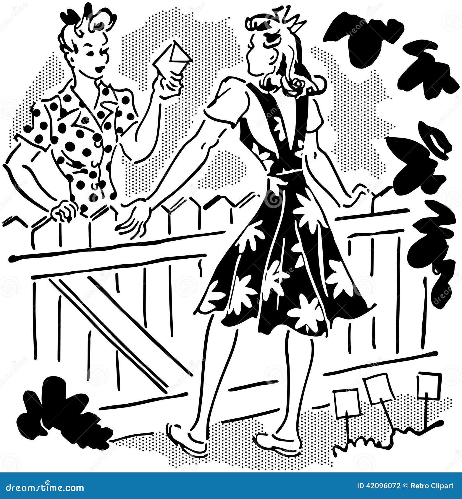 Neighbors Chatting Landing Hand Draw Vector Sketch | CartoonDealer.com ...