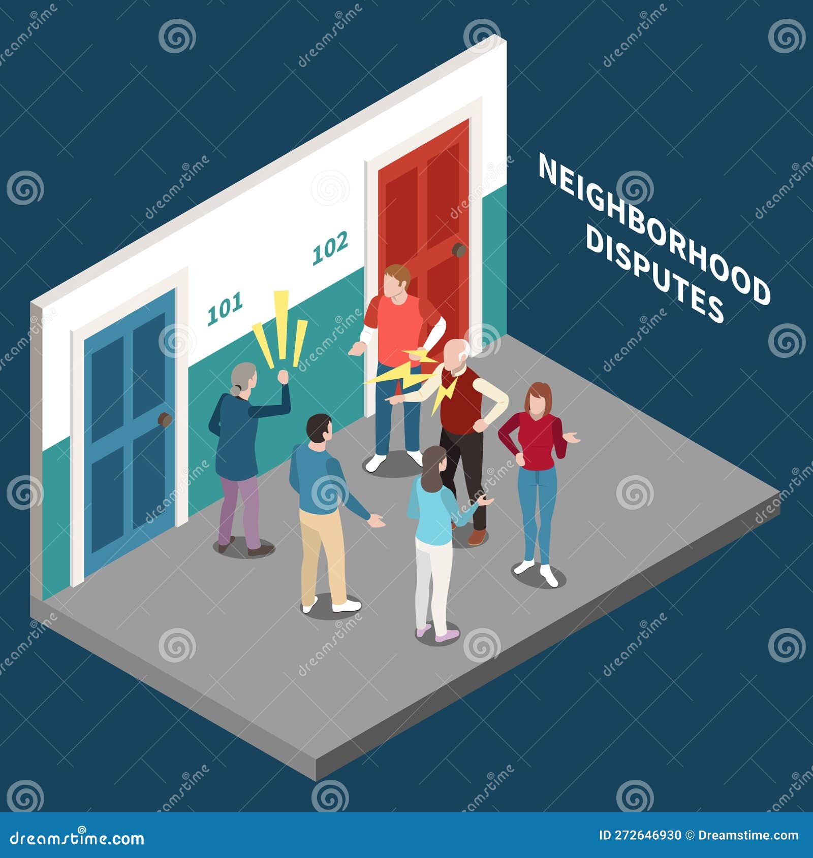 Neighbors Isometric Flowchart Cartoon Vector | CartoonDealer.com #111416833