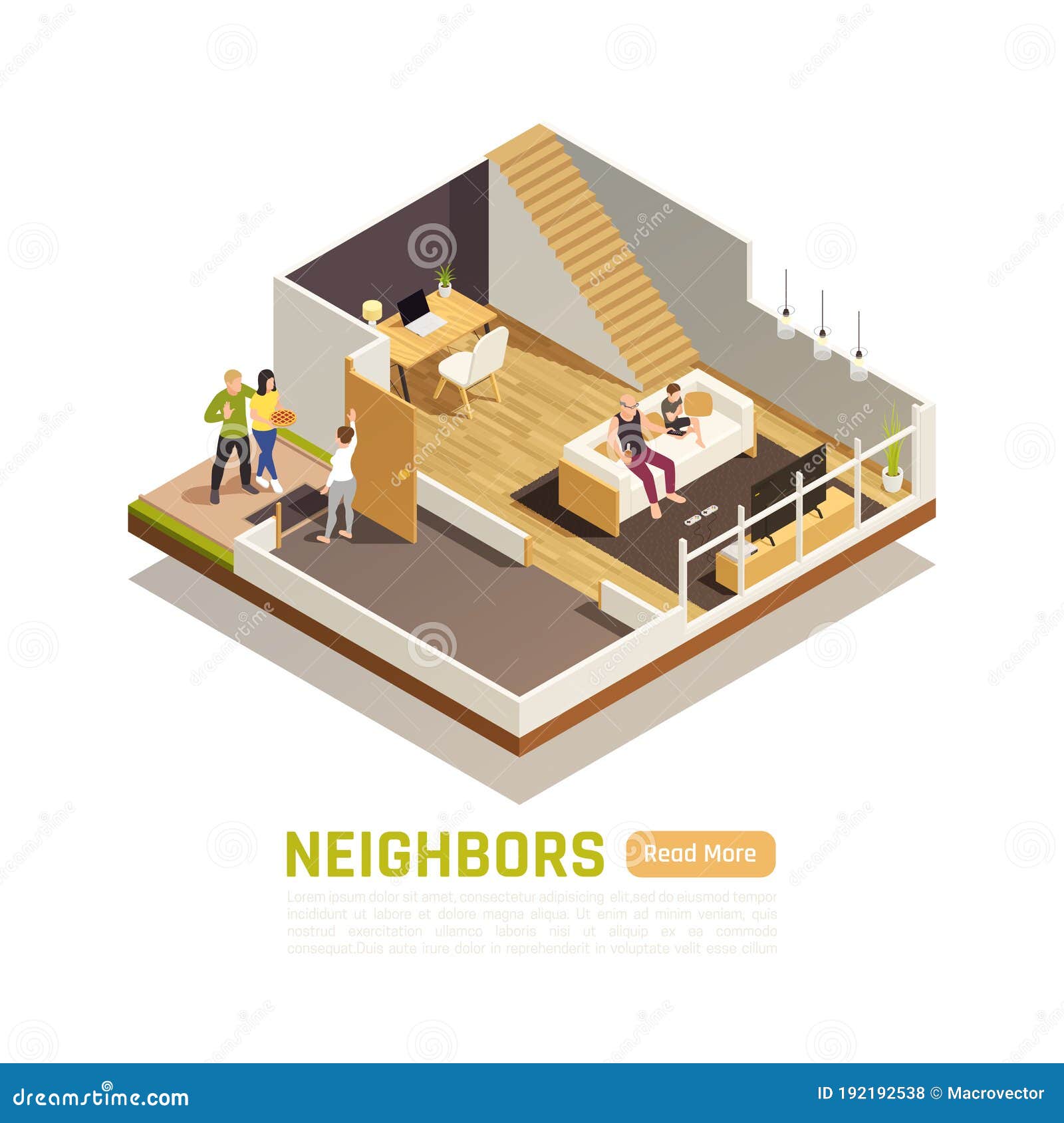 Neighbors Relations Isometric Composition Stock Vector - Illustration ...