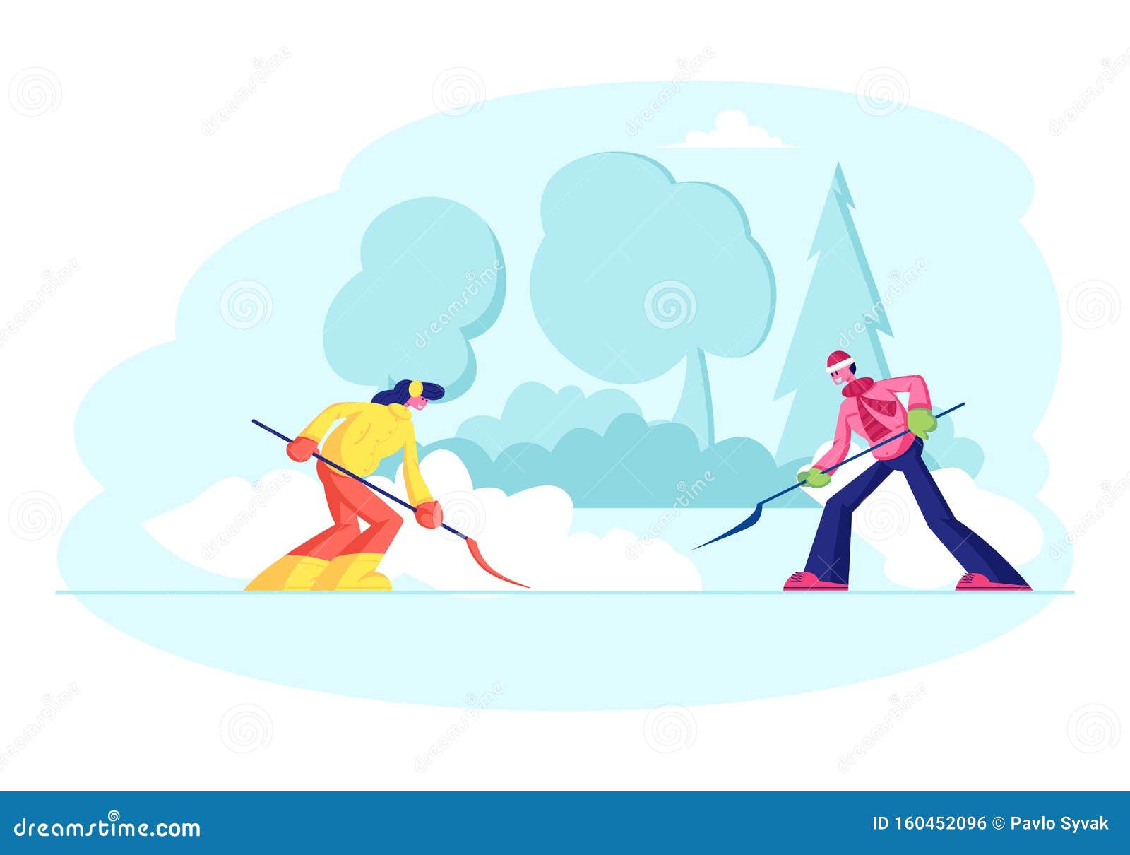 Neighbours Clearing Snow from Backyard after Snowfall. Happy People ... Neighbours Clearing Snow from Backyard after Snowfall. Happy People ...