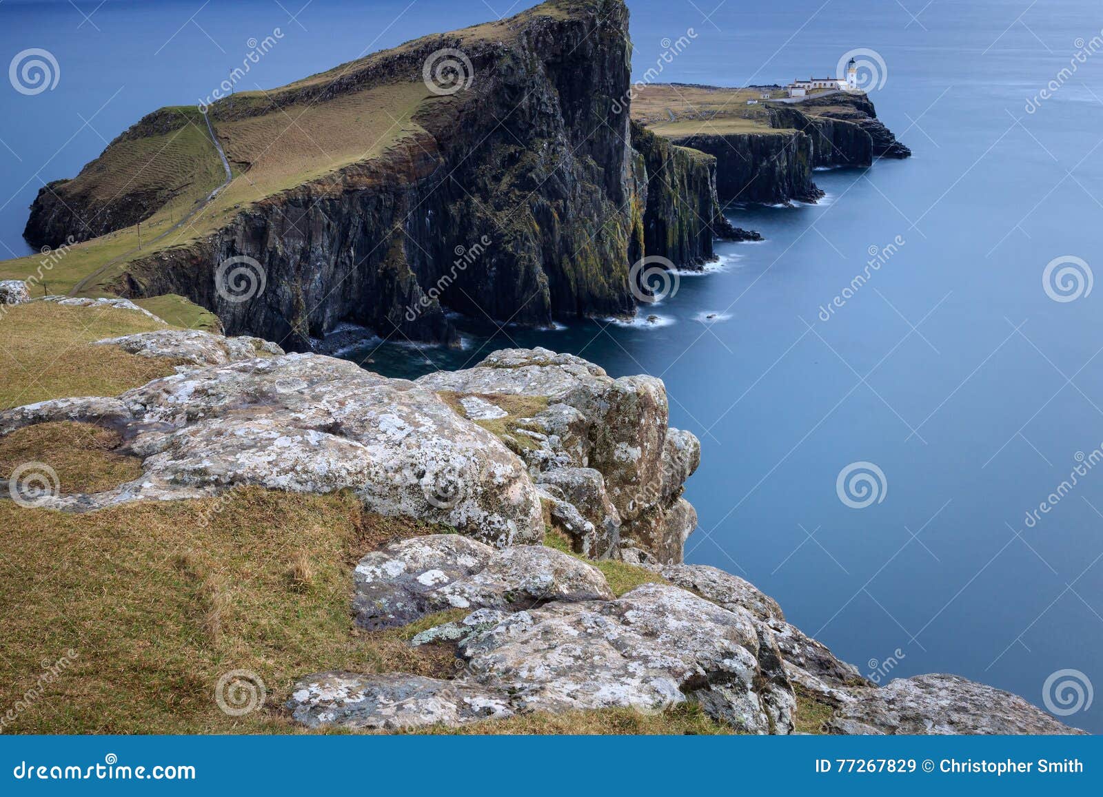 Neist Point Lighthouse stock image. Image of lighthouse - 77267829