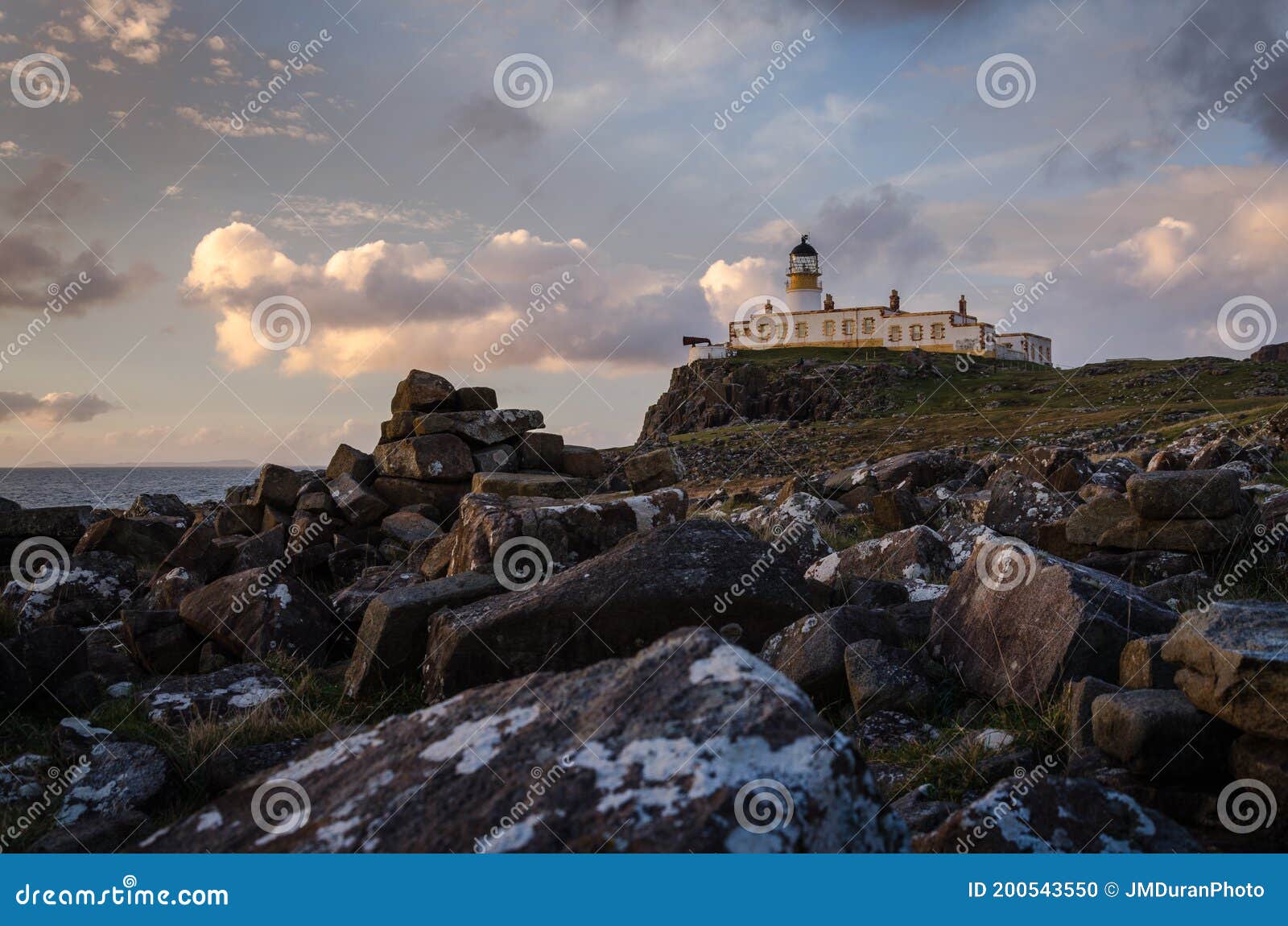 Neist Point Lighthouse at Sunset, Isle of Skye, Scotland Stock Photo ...