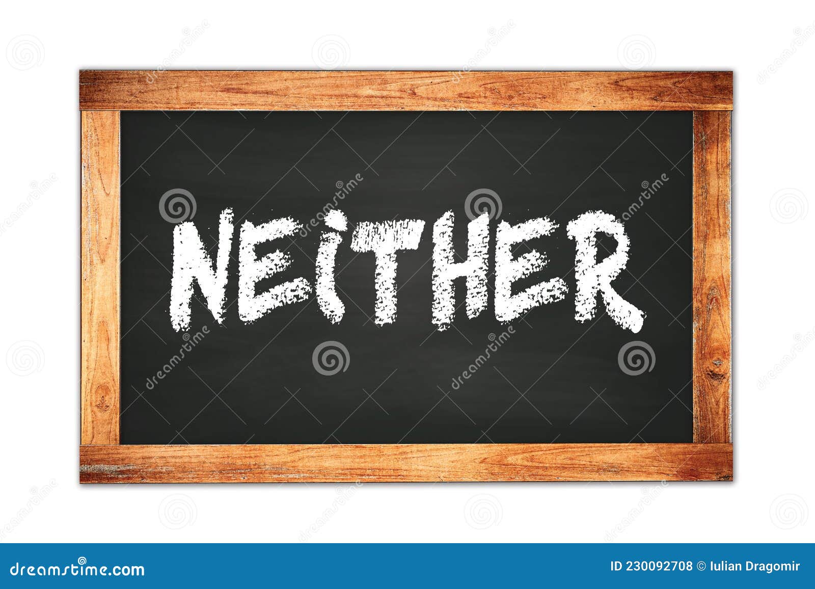 NEITHER Text Written on Wooden Frame School Blackboard Stock ...