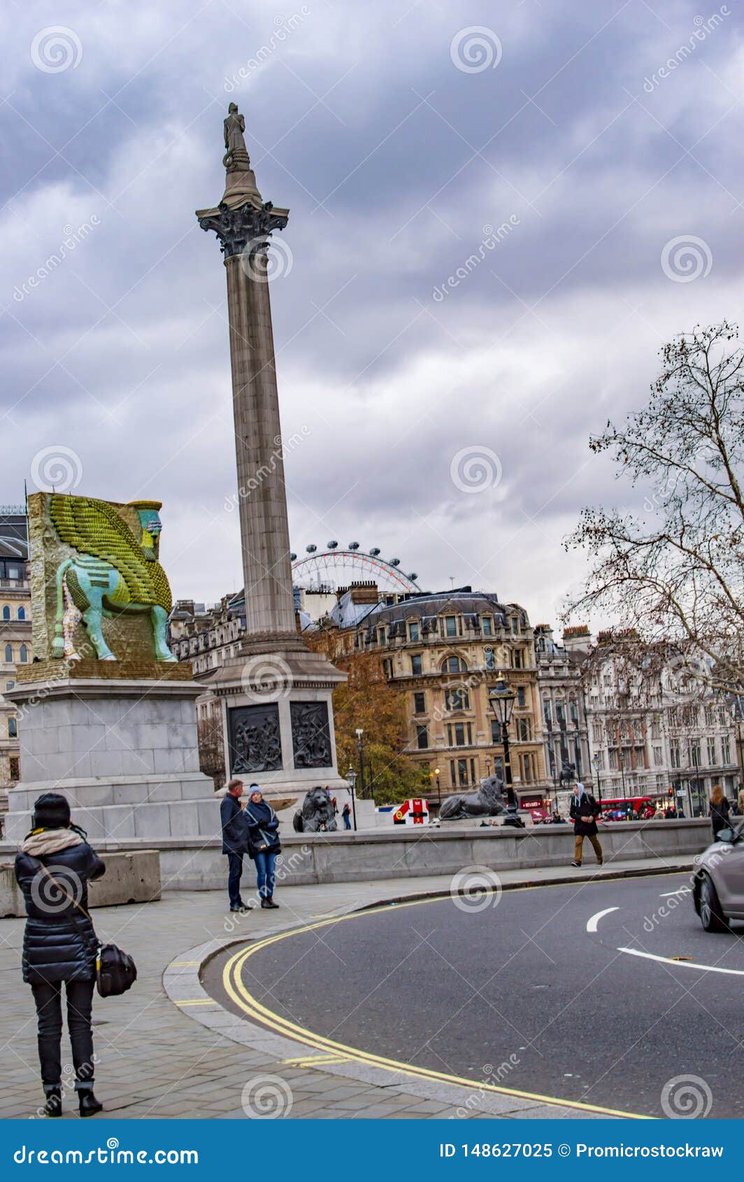 Nelson Pillar in London with Clouds in the Sky Editorial Image - Image ...