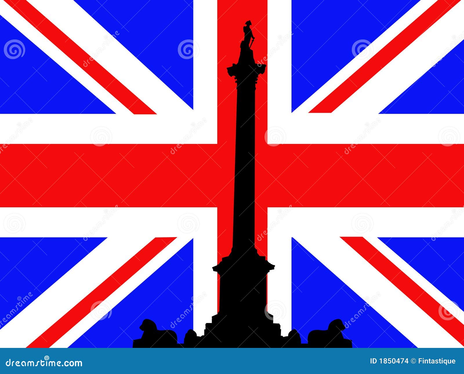 Nelson s Column and flag stock vector. Illustration of square - 1850474