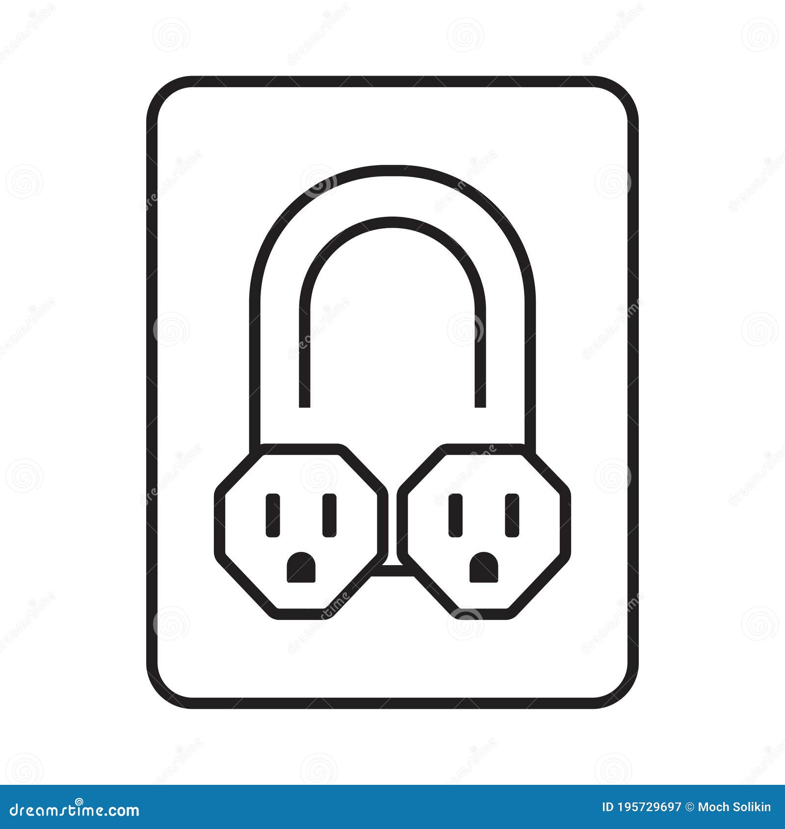 Nema 5-15 Grounded Power Outlet Line Art Vector Icon for Apps or ...