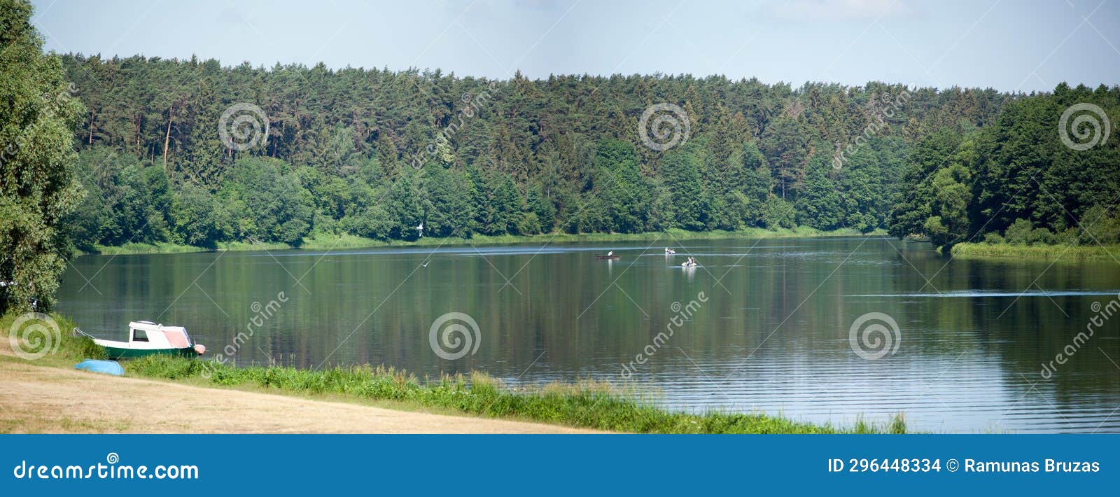 Neman River Panorama in Birstonas Town Stock Photo - Image of camping ...