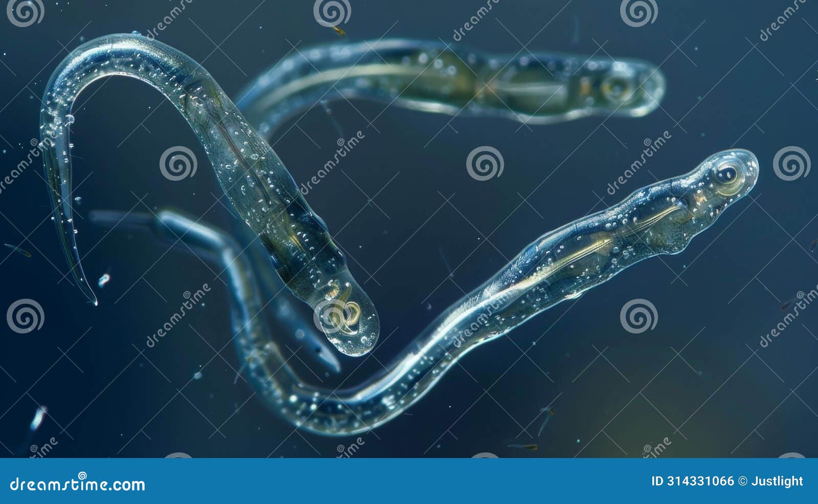 A of Nematodes Swimming in a Drop of Water Visible only through a ...