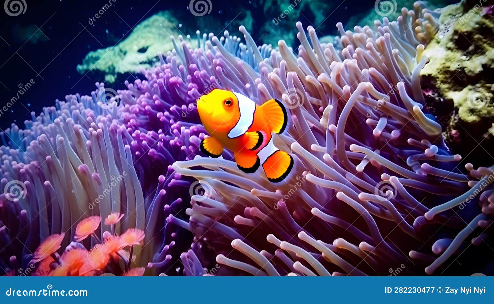 Nemo Fish among Coral Reefs. Marine Environment. AI Generated Stock ...
