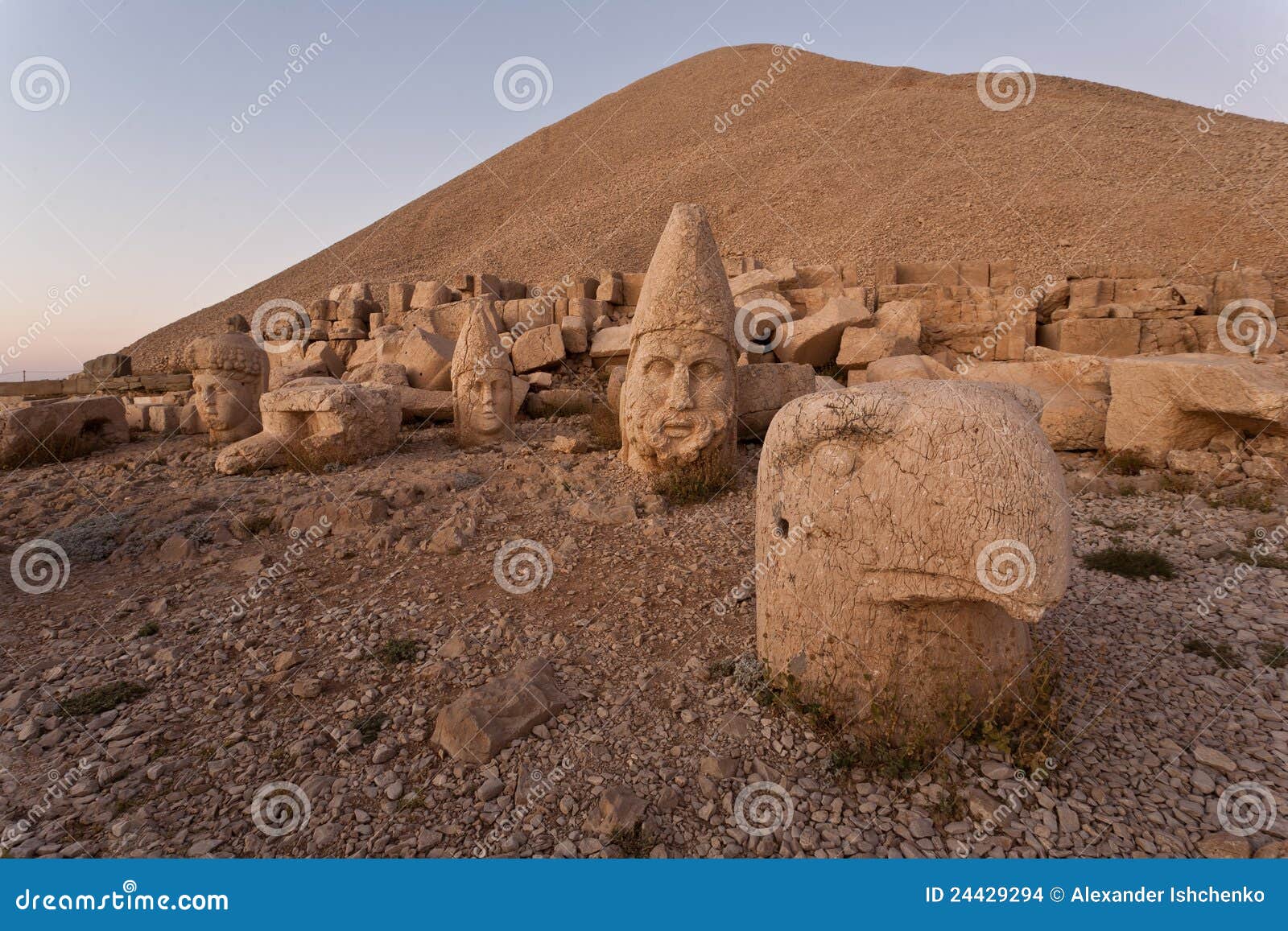 Nemrut dagi heads. stock photo. Image of artagnes, blue - 24429294