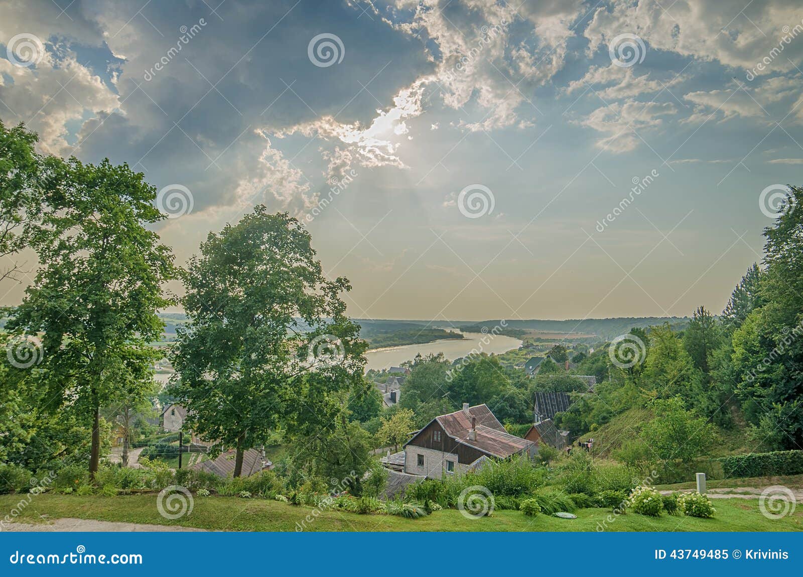 Nemunas river in Vilkija stock image. Image of forest - 43749485