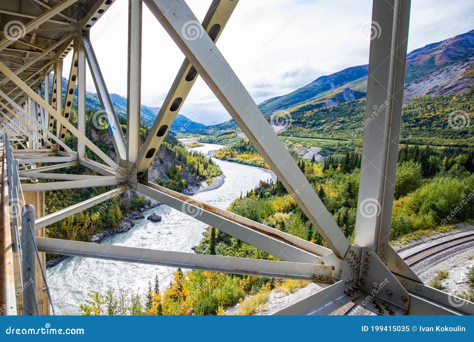 Nenana River Gorge Valley View from the Bridge in Alaska Stock Image ...