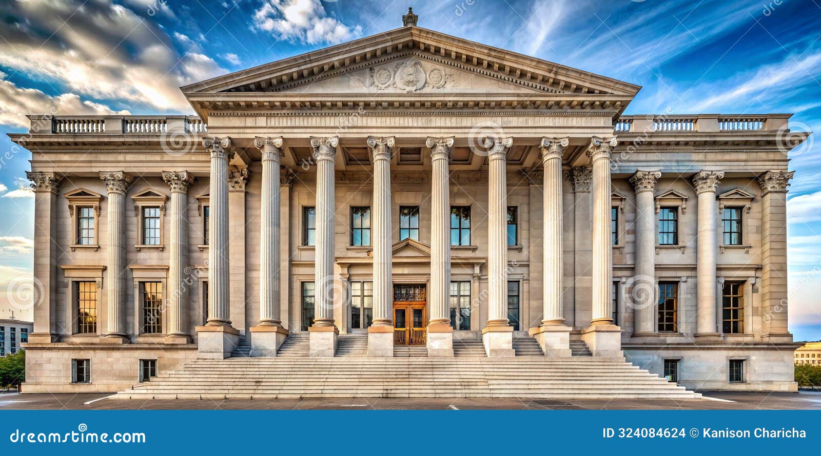Neo Classical Courthouse Facade AI-Generated Content Stock Illustration ...