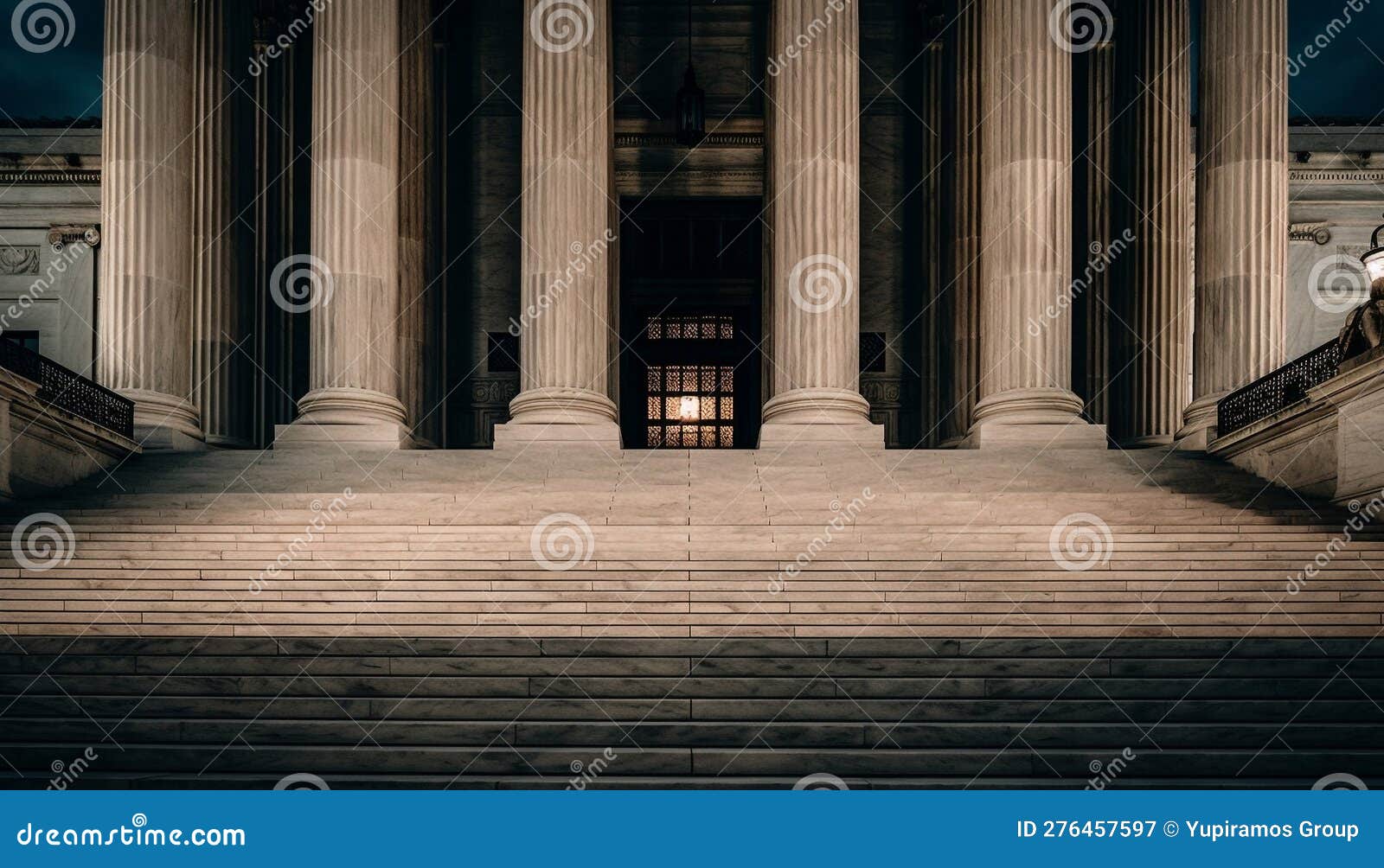 Neo Classical Courthouse Facade Illuminated at Night Generated by AI ...