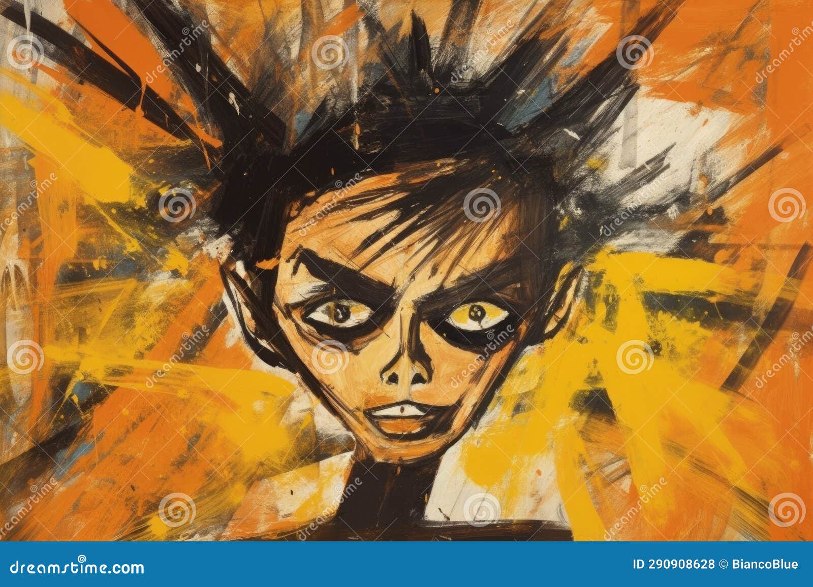 Neo-expressionism of a Confused Man Looking Quizzically at Viewer, in ...