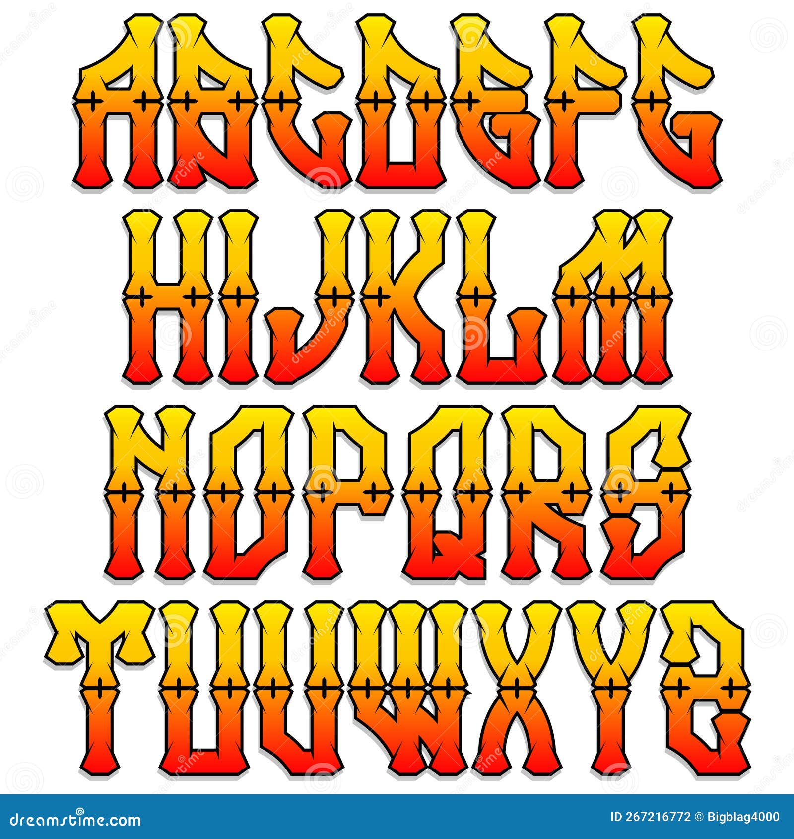 Neo-gothic Decorative Alphabet.Vector Gradient Font. Stock Illustration ...